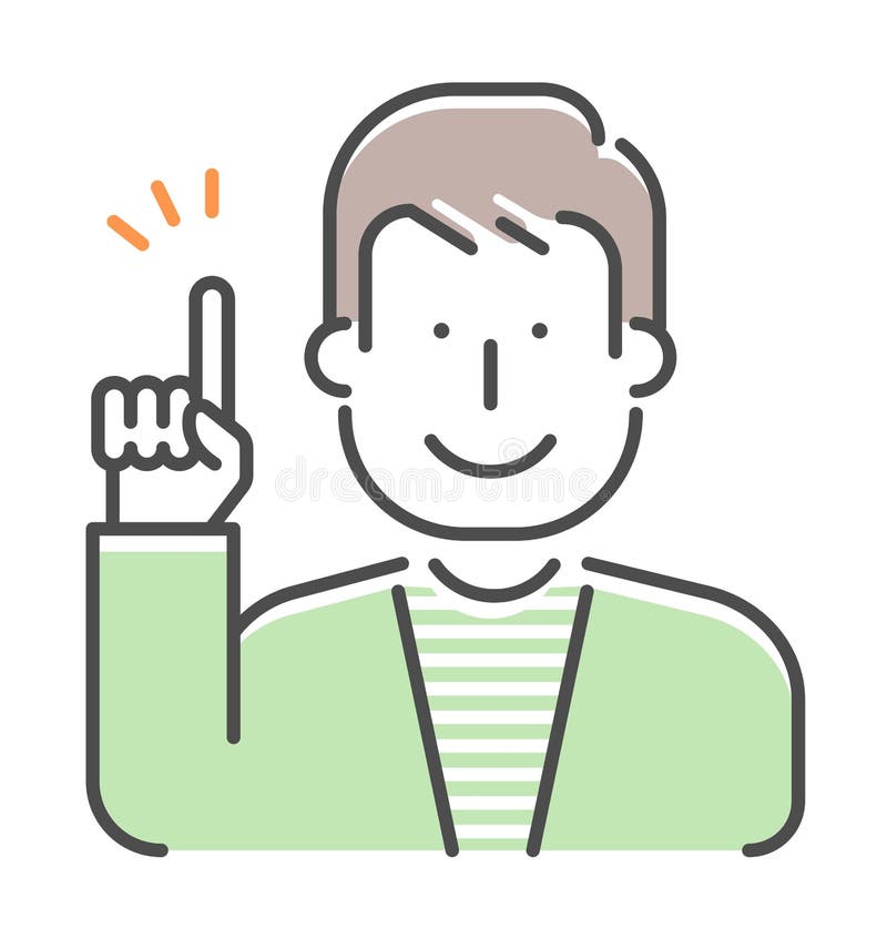 Simple Young Man Upper Body Gesture Illustration | Idea, Pointing ...