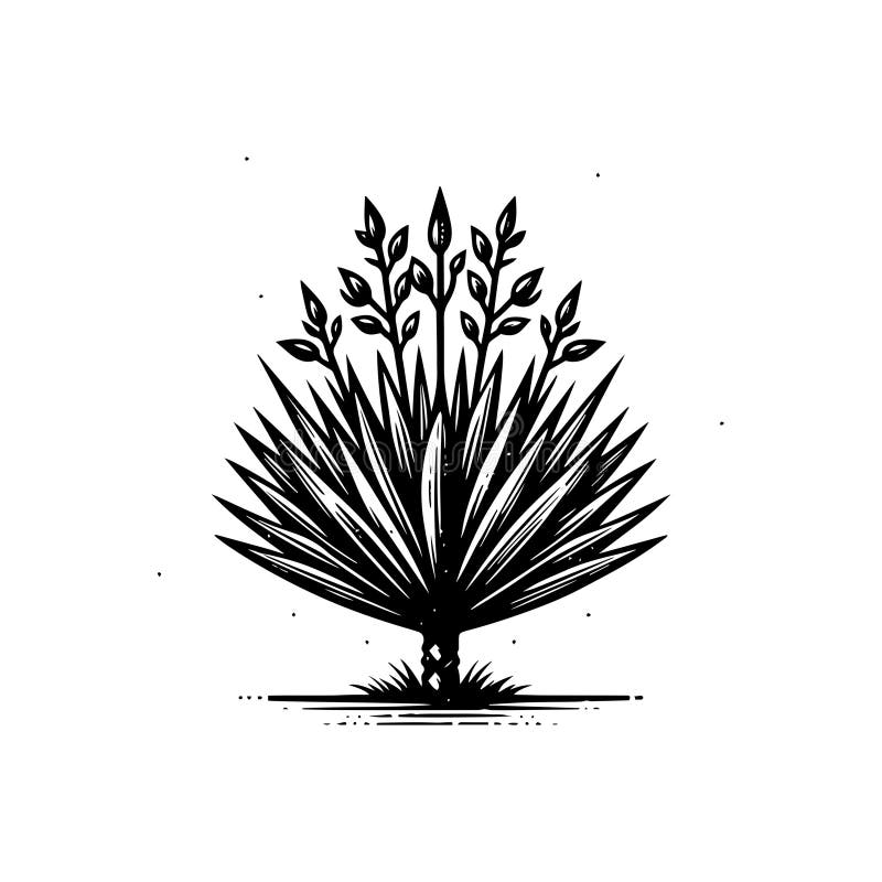Simple Yucca Flower Front View Vector with Vintage Logo and Retro ...