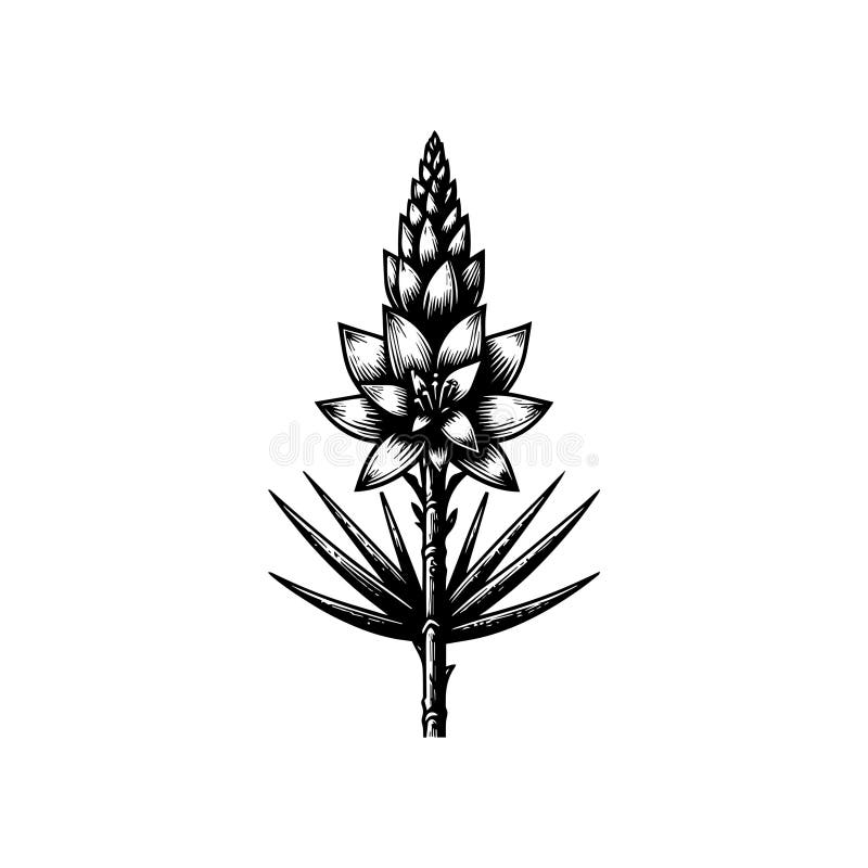 Simple Yucca Flower Front View Vector with Vintage Logo and Retro ...