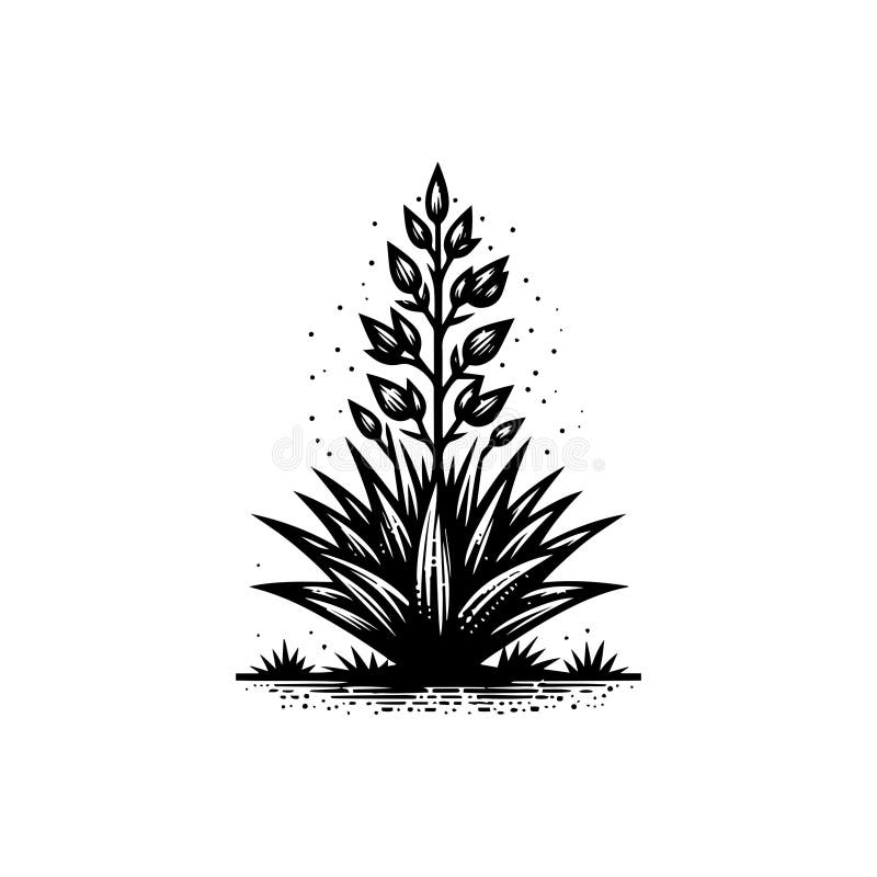 Yucca Flower Front View Vector for Vintage Logo and Retro Illustration ...