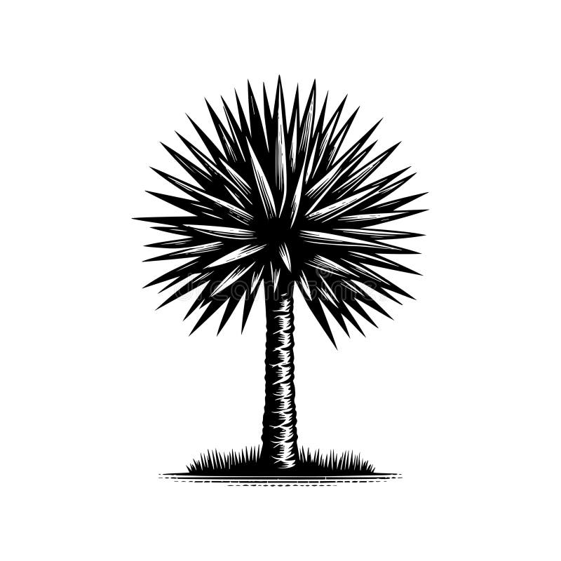 Yucca Plant Front View Vector for Vintage Logo and Retro Illustration ...
