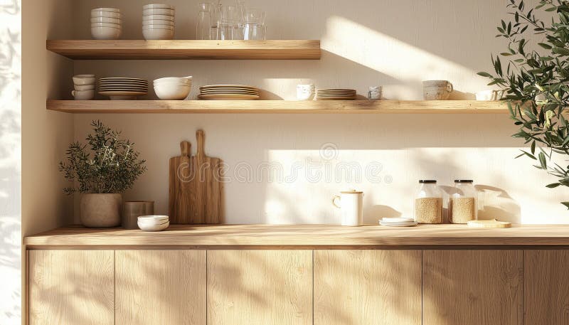 Simple Zen-Inspired Kitchen with Natural Light Stock Illustration ...
