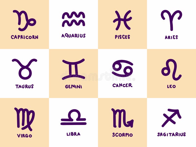 SImple Zodiac Icon Handwritten Stock Vector - Illustration of calendar ...