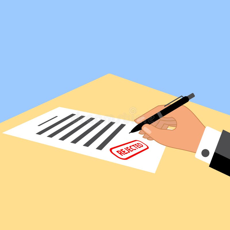 Man Signing the Document with Rejected Stamp on it. Stock Vector ...