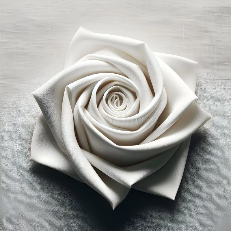 Simplicity in Bloom: White Cloth Crafted into a Stunning Rose. Stock ...