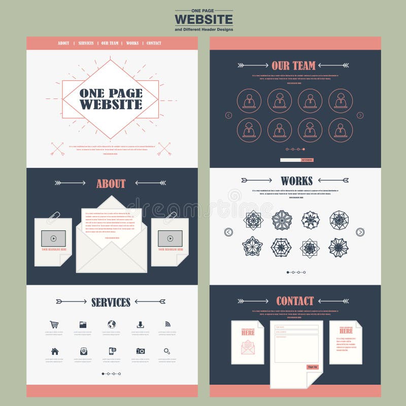 Simplicity One Page Website Design Template Stock Vector - Illustration ...