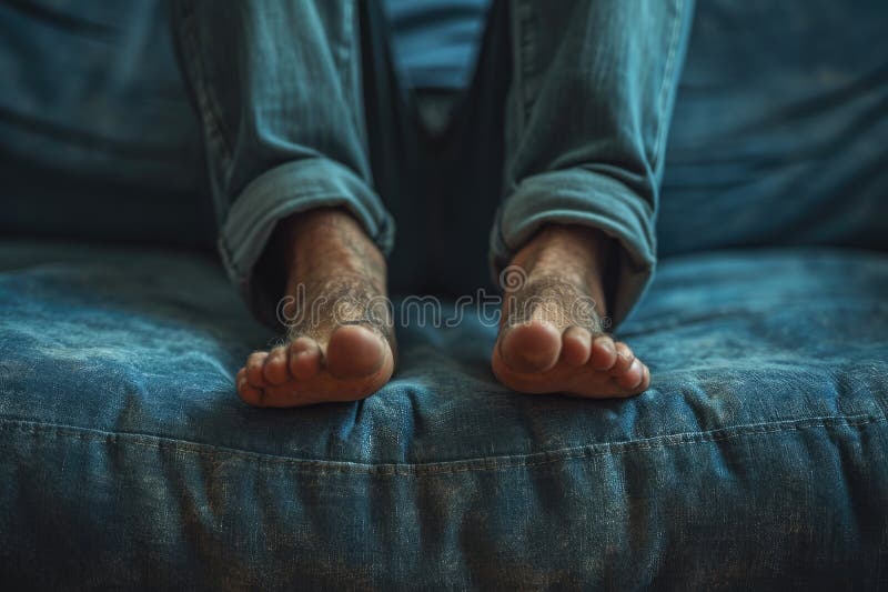 The Simplicity of a Peaceful Break: Bare Feet on a Cushioned Surface ...