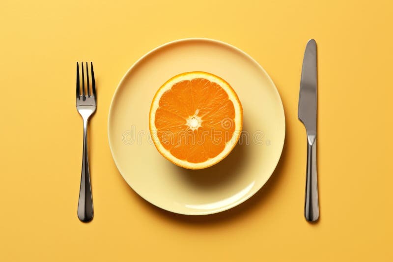 Simplicity Served! a Fresh Orange Slice Presented on a Classic Plate ...