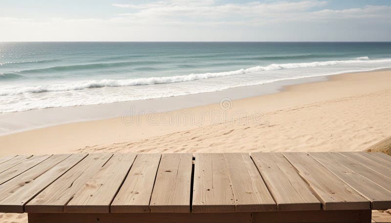 Simplicity by the Shore: an Empty Desk and Endless Possibilities Stock ...