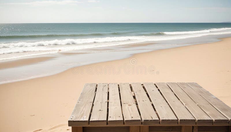 Simplicity by the Shore: an Empty Desk and Endless Possibilities Stock ...