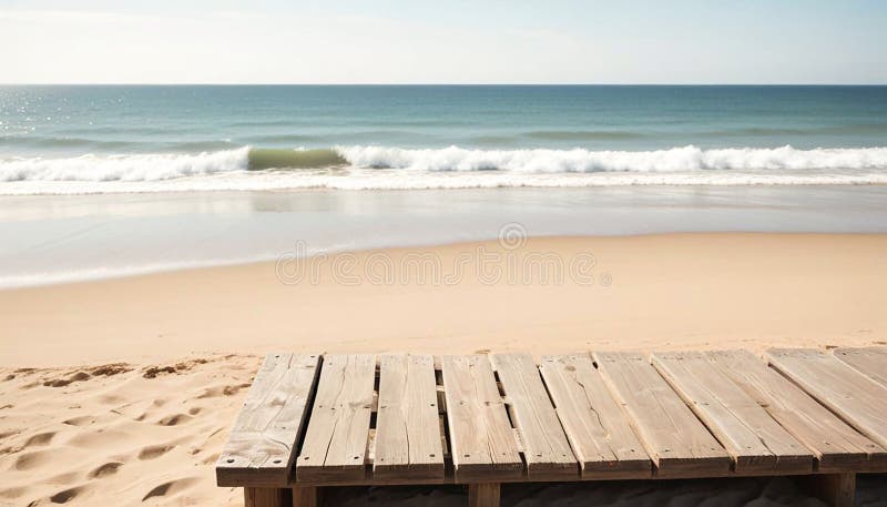 Simplicity by the Shore: an Empty Desk and Endless Possibilities Stock ...