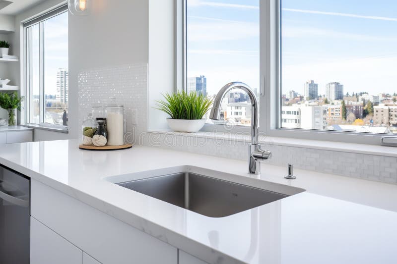 Simplicity in White: Kitchen Elegance Stock Illustration - Illustration ...