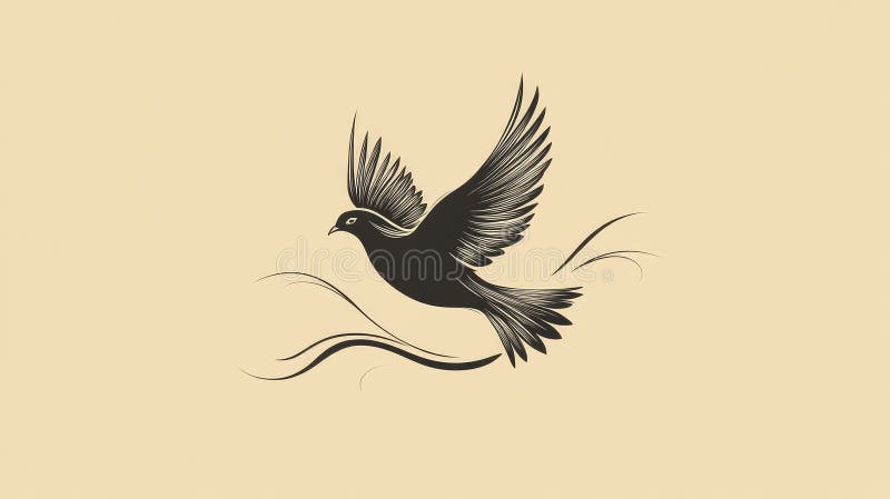 Simplified Beauty: Dove in Flight Defined by Single Line and Flowing ...