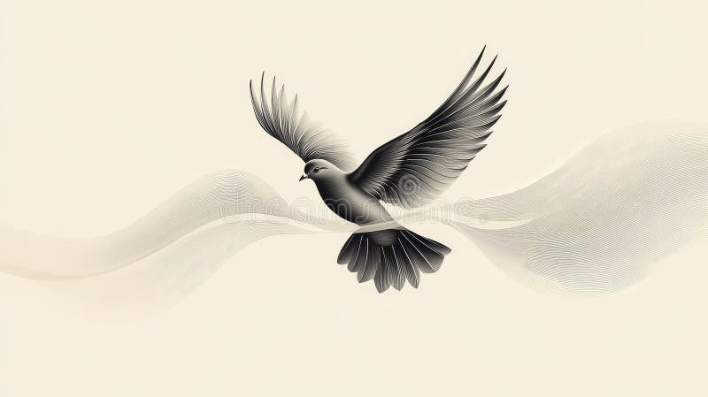Simplified Beauty: Dove in Flight Defined by Single Line and Flowing ...