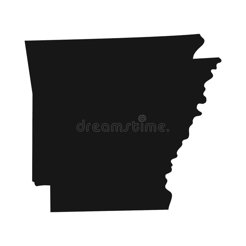 Simplified Black Silhouette of Arkansas State Border Stock Vector ...
