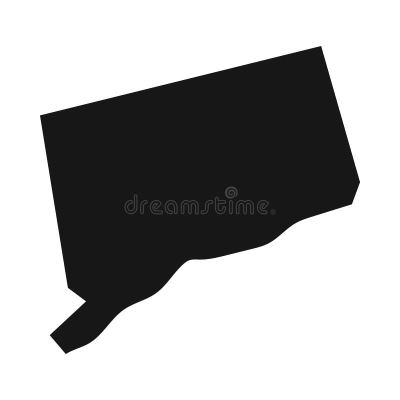 Simplified Black Silhouette of Connecticut State Border Stock Vector ...