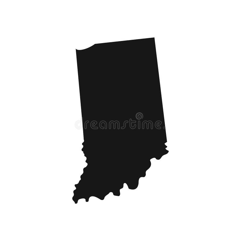 Simplified Black Silhouette of Indiana State Border Stock Vector ...