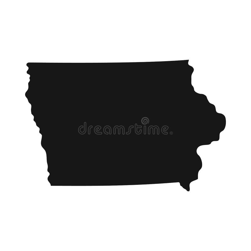 Simplified Black Silhouette of Iowa State Border Stock Vector ...