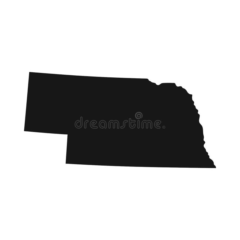 Simplified Black Silhouette of Nebraska State Border Stock Vector ...