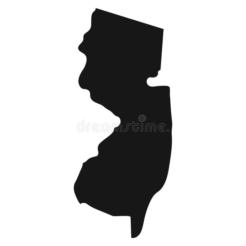 Simplified Black Silhouette of New Jersey State Border Stock Vector ...