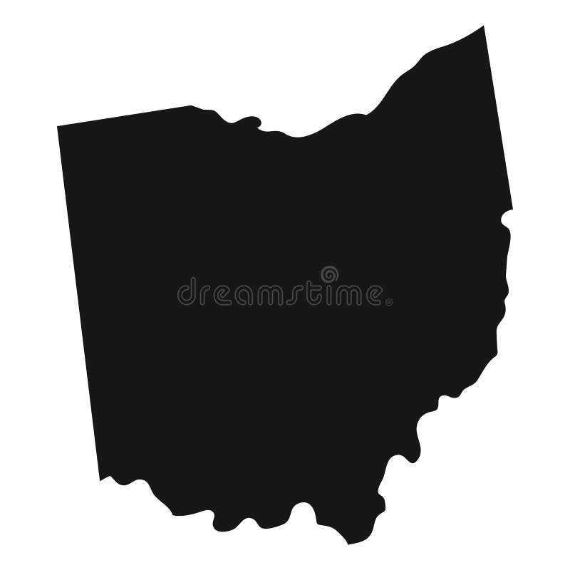 Simplified Black Silhouette of Ohio State Border Stock Vector ...