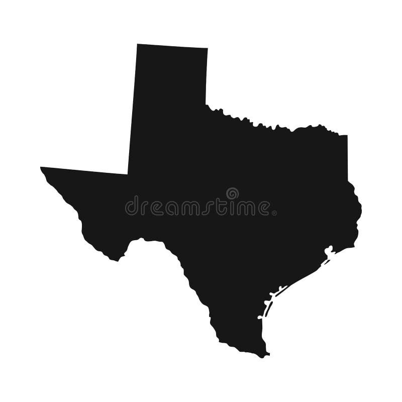 Simplified Black Silhouette of Texas State Border Stock Vector ...