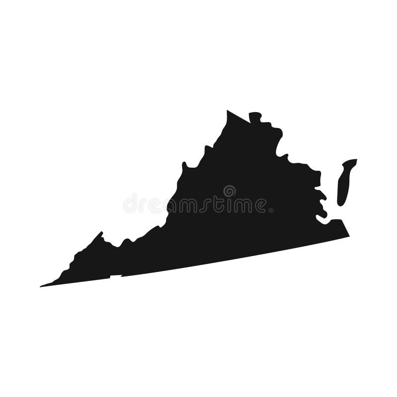 Simplified Black Silhouette of Virginia State Border Stock Vector ...