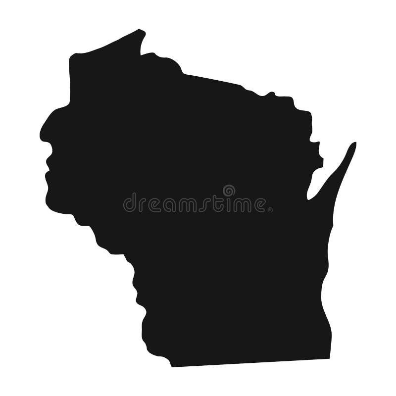 Simplified Black Silhouette of Wisconsin State Border Stock Vector ...