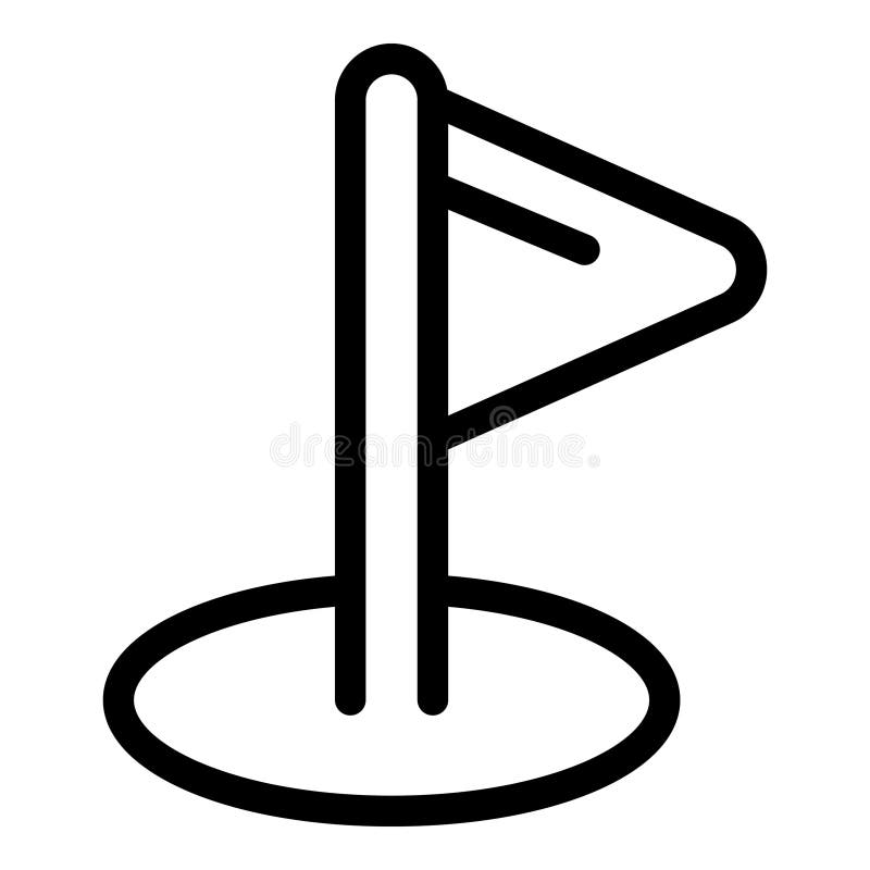 Simplified Black and White Outline of a Flag Icon Stock Vector ...