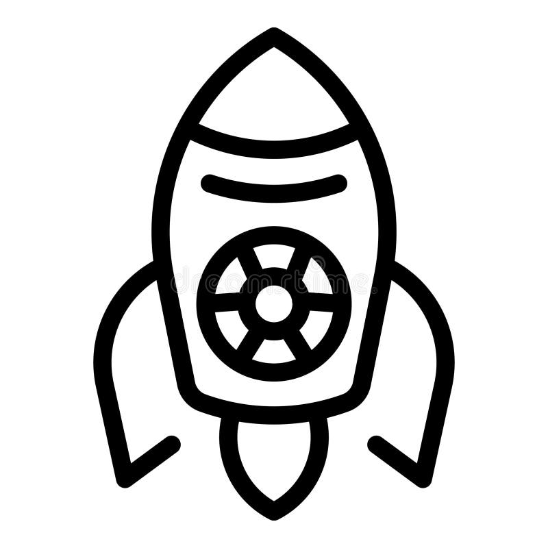 Simplified Black and White Rocket Icon Stock Vector - Illustration of ...