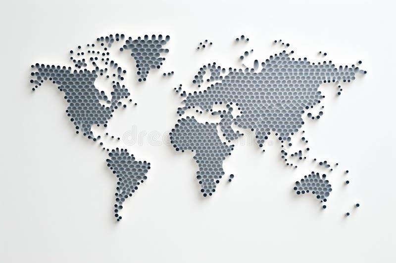 Simplified Black World Map Illustration on White Surface. Generative AI Stock Illustration ...