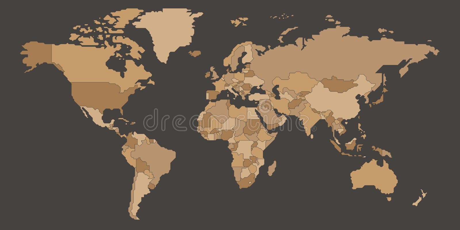 Simplified Blank Schematic Map of World Stock Illustration ...