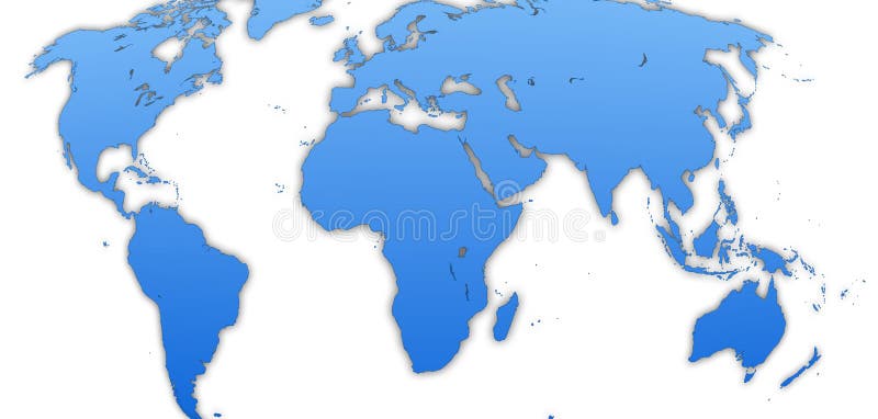 Simplified Blue and White World Map Stock Illustration - Illustration ...