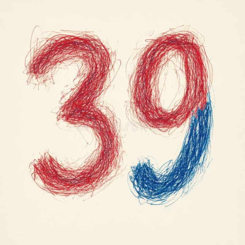Simplified 39 in Bold Red and Blue Crayon Strokes Stock Photo - Image ...