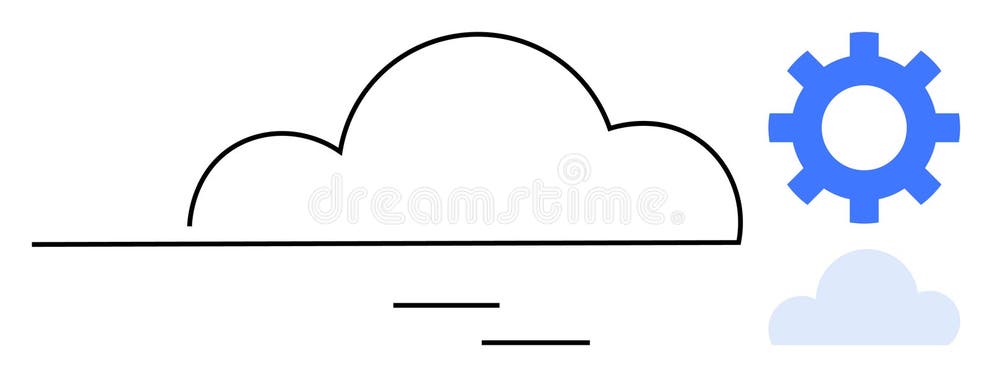 Simplified Cloud and Gear Icon Representing Cloud Technology and System Optimization Stock ...