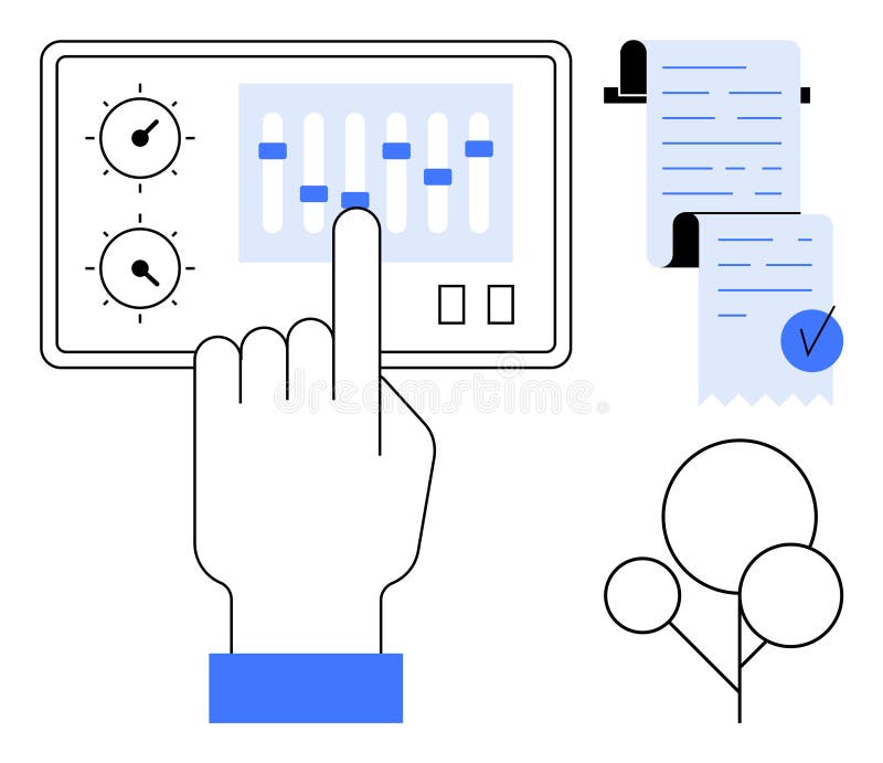 Simplified Control Panel with Settings Adjustment Diagram and Task ...