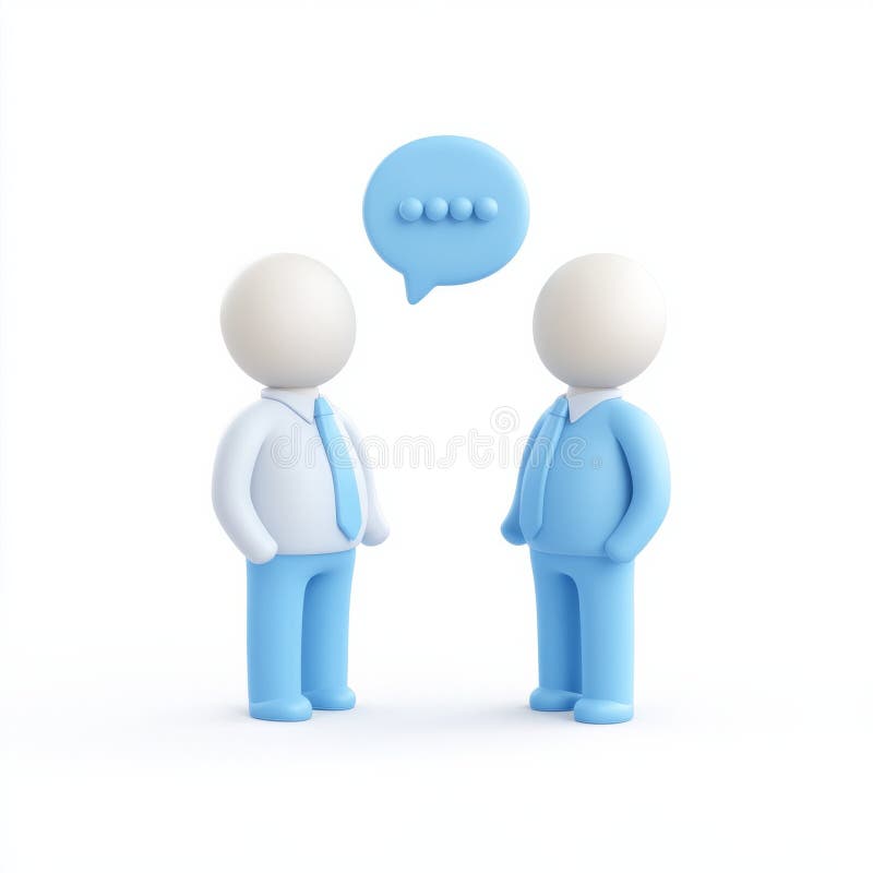 Simplified 3d Characters Engaging in Dialogue with Speech Bubble Stock ...