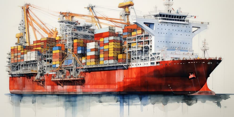 A Simplified Depiction of a Container Ship, Showcasing Its Essential ...