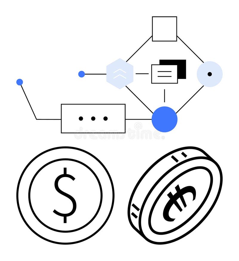 Simplified Diagram of Financial Transaction Process with Dollar and ...