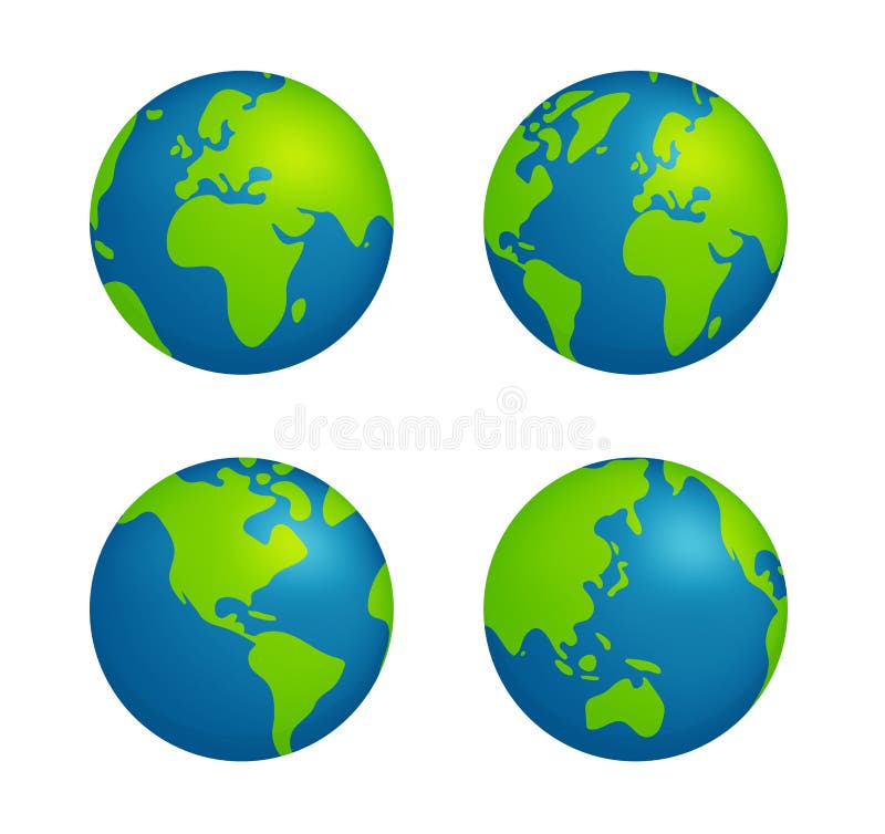 Simplified Earth Globe Vector Illustration Set Stock Vector ...