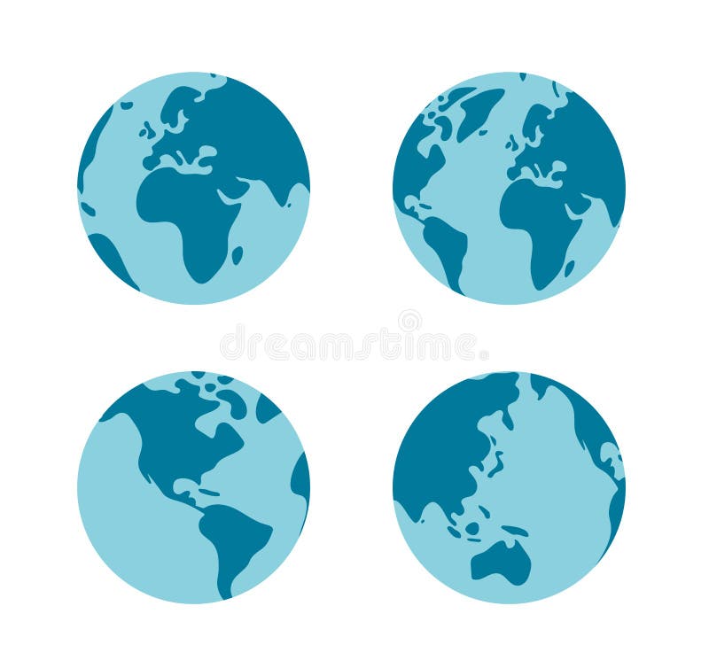 Simplified Earth Globe Vector Illustration Set Stock Vector ...
