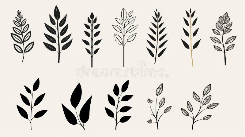 Simplified Figures: a Rusticcore Collection of Painted Leaf and Stem ...