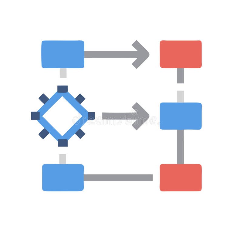 Flowchart Diagram with Blue and Red Boxes and Arrows Process Steps ...