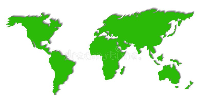 A Simplified Green World Map Vector Illustration with Clear Outlines of ...