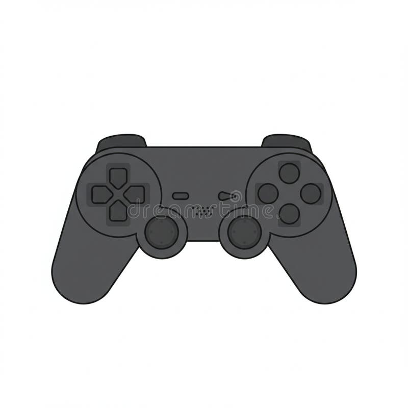 A Simplified Illustration of a Black Gaming Controller with a Classic ...