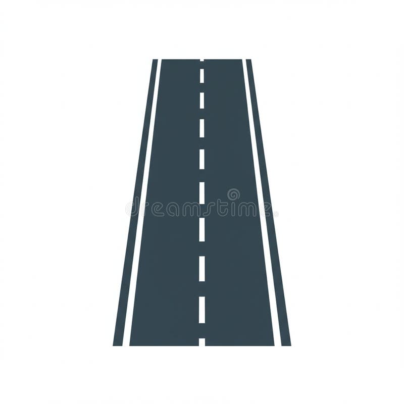 Simplified Illustration of a Straight Road with Two Lanes. Solid White ...