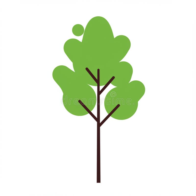 Simplified Illustration of a Tree with a Brown Trunk and Branches and ...