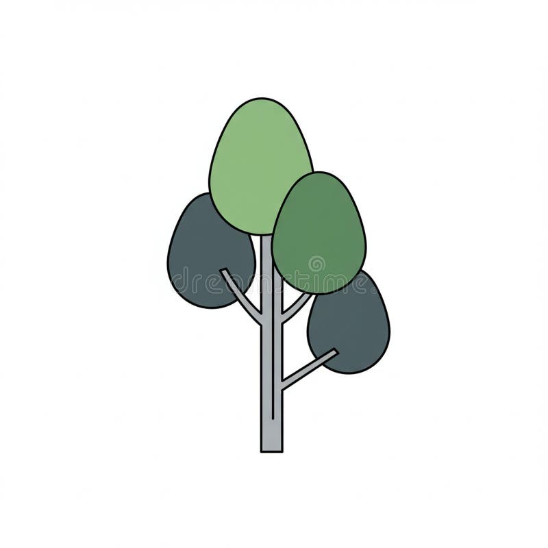 Simplified Illustration of a Tree with a Light Gray Trunk and Branches ...