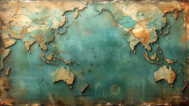 Abstract Map of Asia Digital Illustration Stock Illustration ...