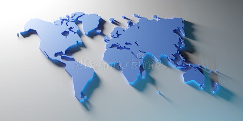 Simplified Map of the World, 3d Render Stock Illustration ...